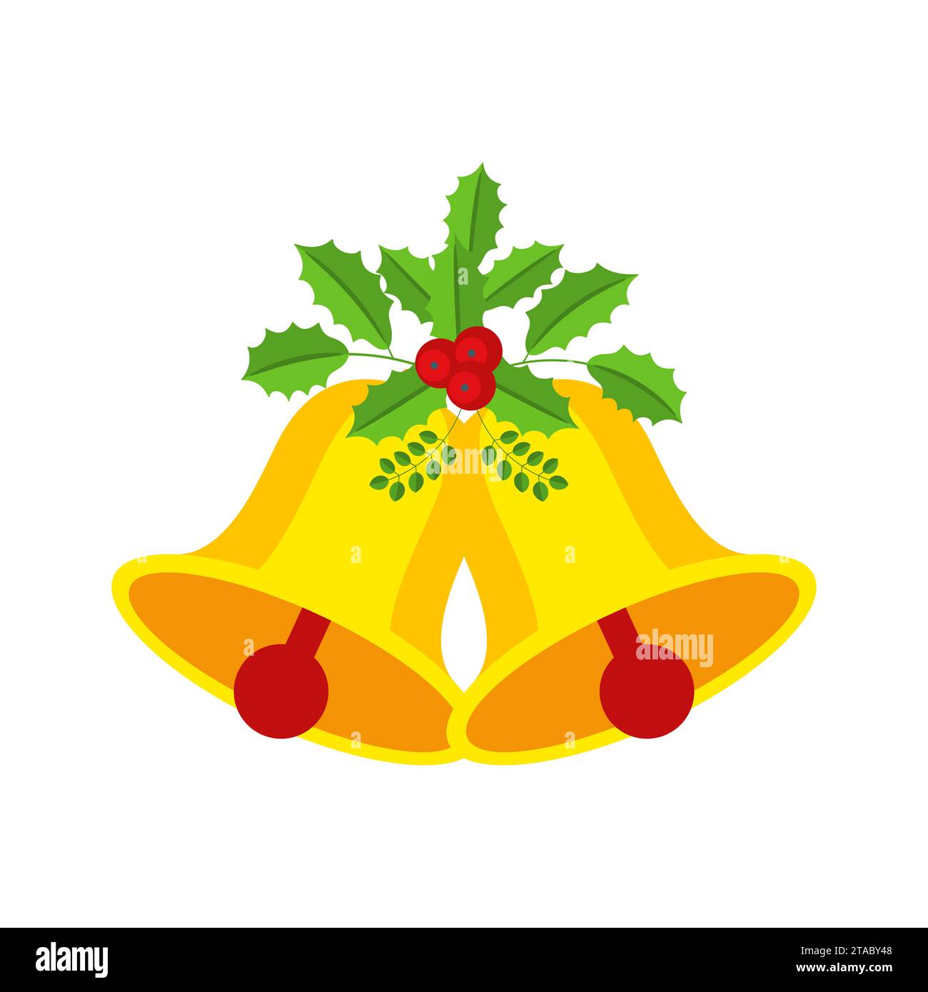 Two Christmas bells with holly berry floral garland Stock Vector Image ...