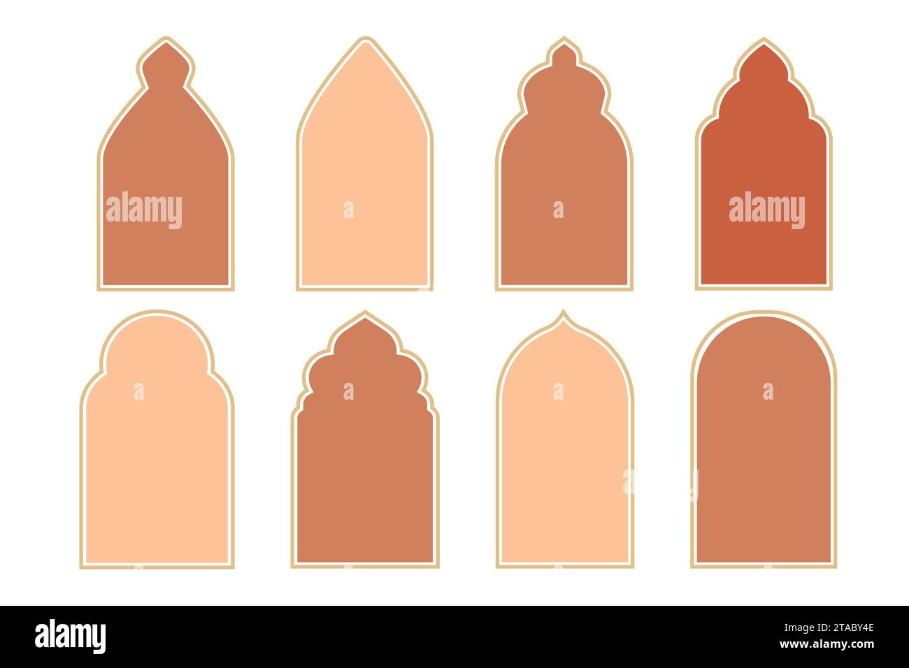 Set islamic arch frames, minimal boho borders, windows, arabic isolated ...