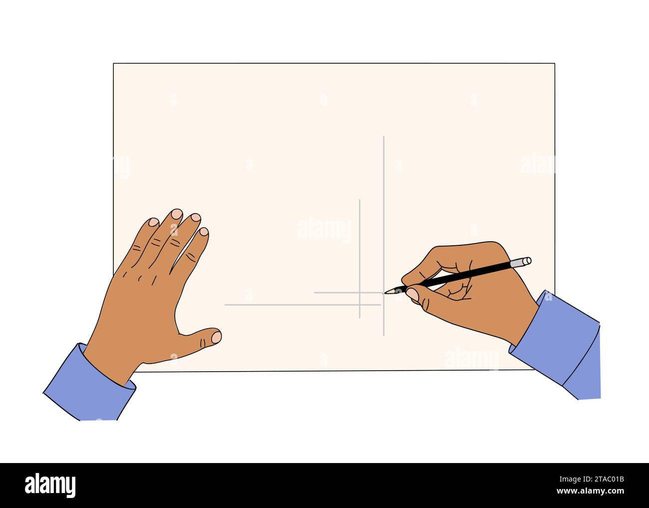 Hands draw on blank paper with pencil vector Stock Vector Image & Art ...
