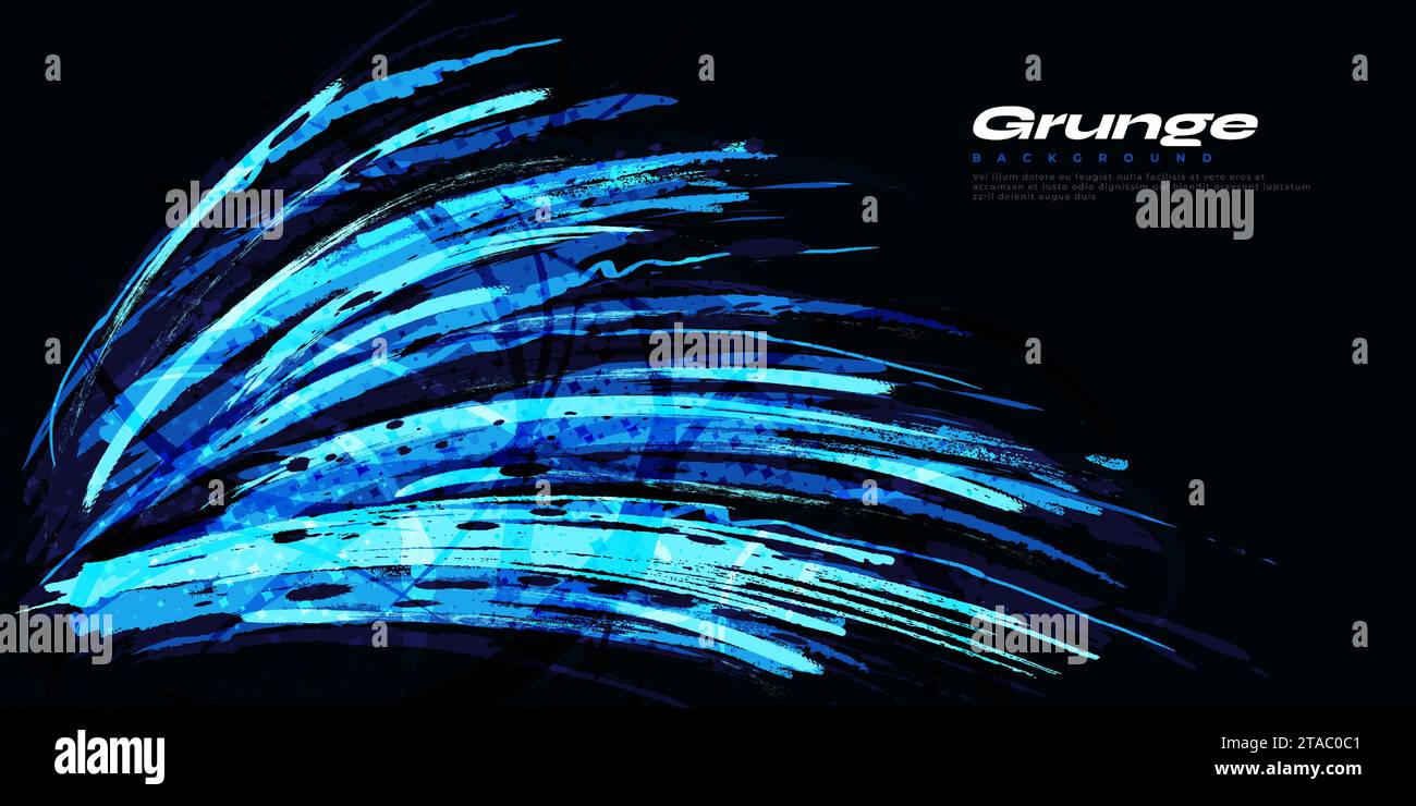 Abstract Blue Brush Background with Halftone Style. Grunge Sport Banner ...