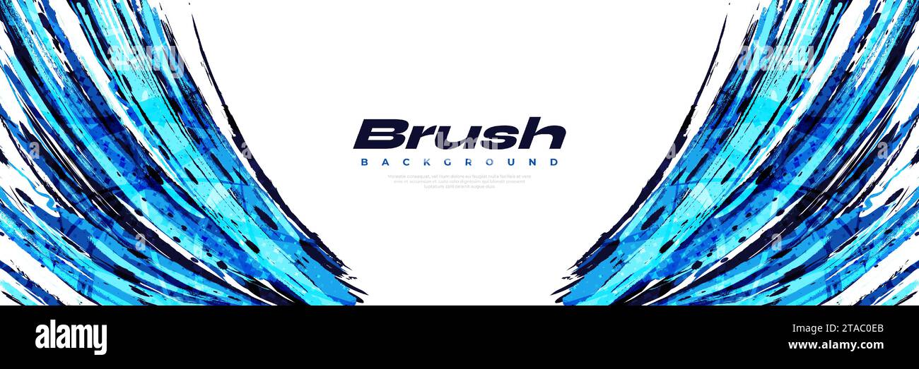 Abstract Blue Brush Background with Halftone Style. Grunge Sport Banner ...