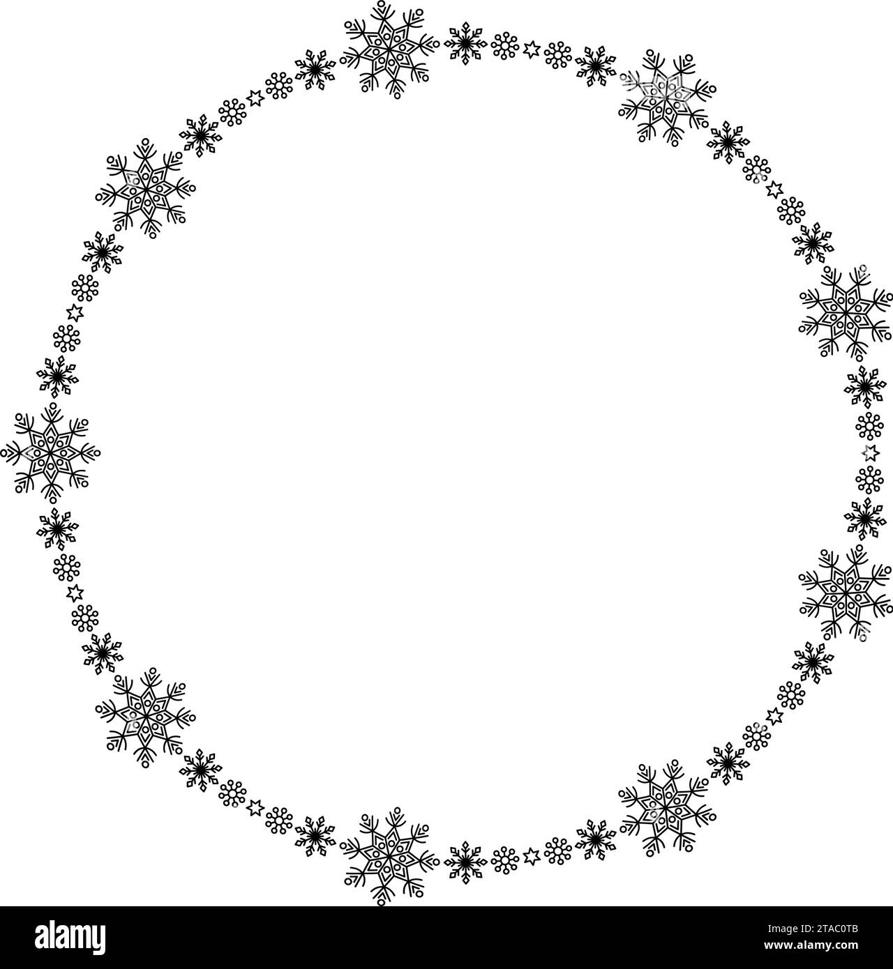 Snowflake circle frame. Winter snowflake round border Stock Vector ...
