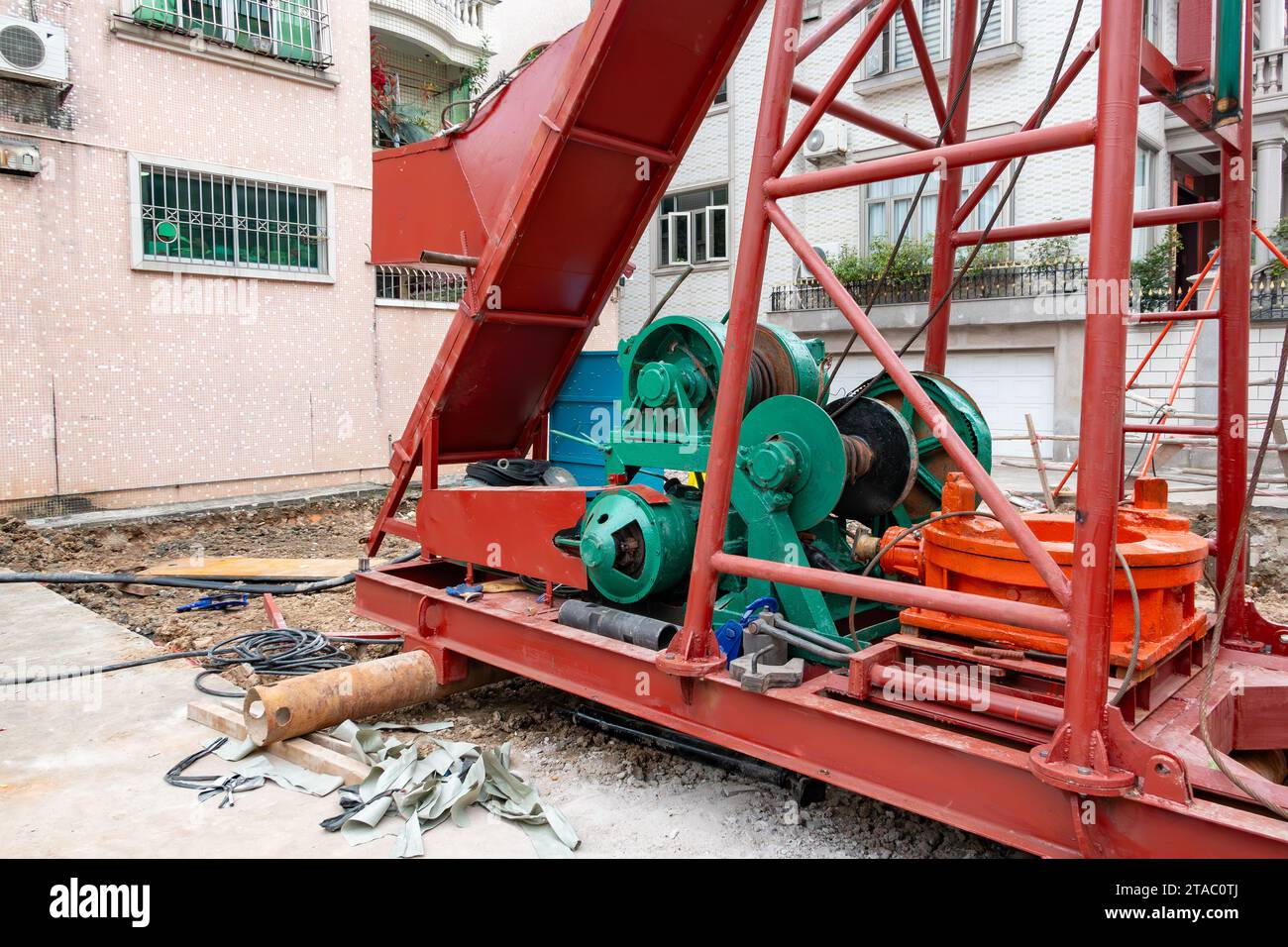 drilling rig for foundation digging horizontal composition Stock Photo ...