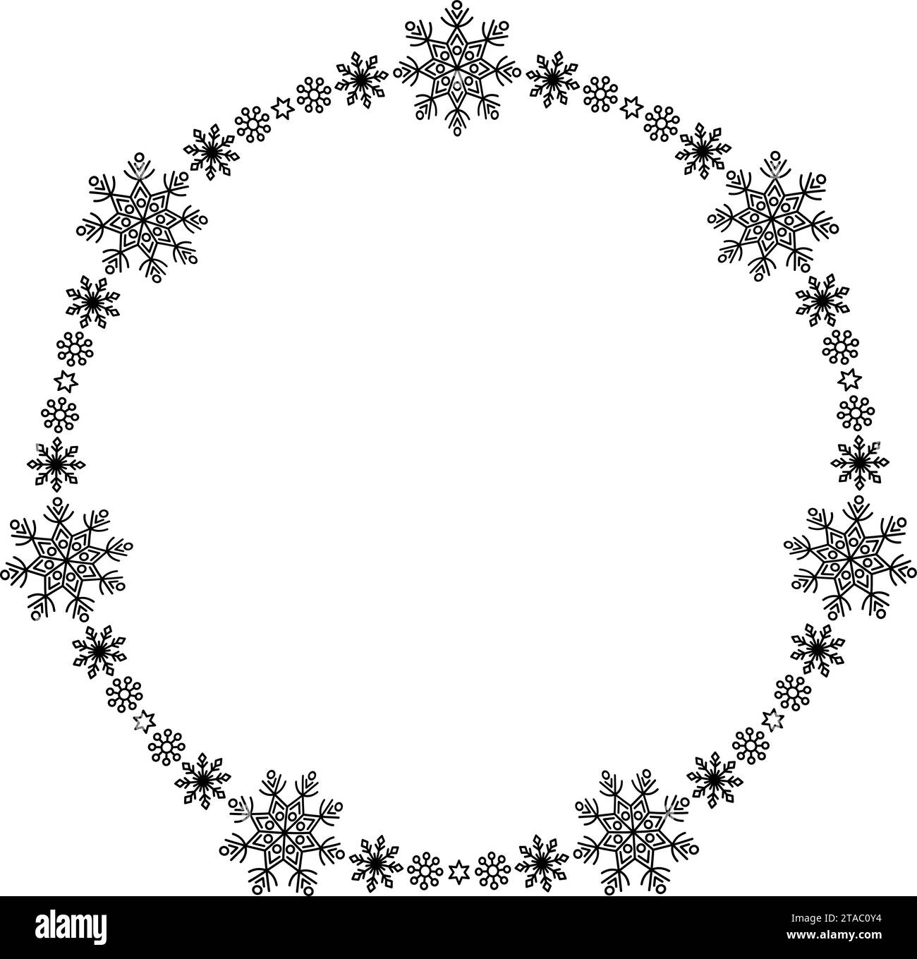 Snowflake circle frame. Winter snowflake round border Stock Vector ...