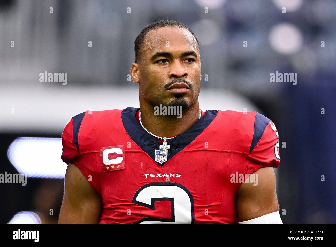 Houston Texans wide receiver Robert Woods (2) looks on during warm ups ...