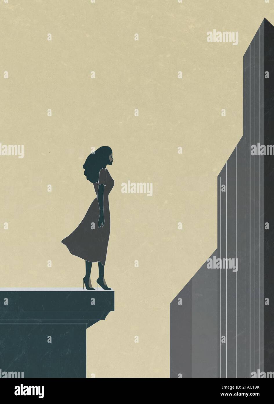 woman standing on edge of building, goal, success business hope ...