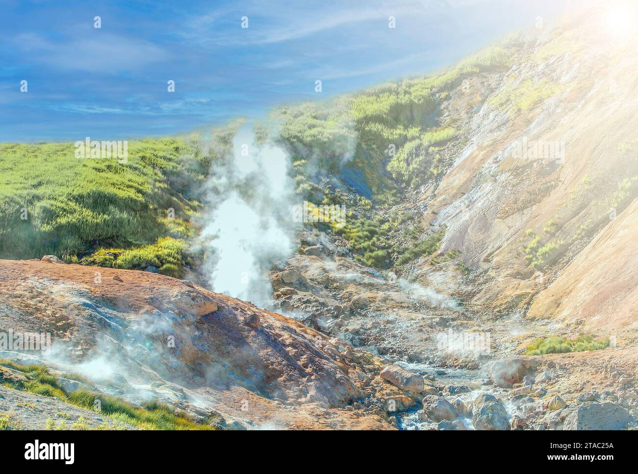 The Geysers on the Mutnovsky volcano in Kamchatka peninsula Stock Photo ...