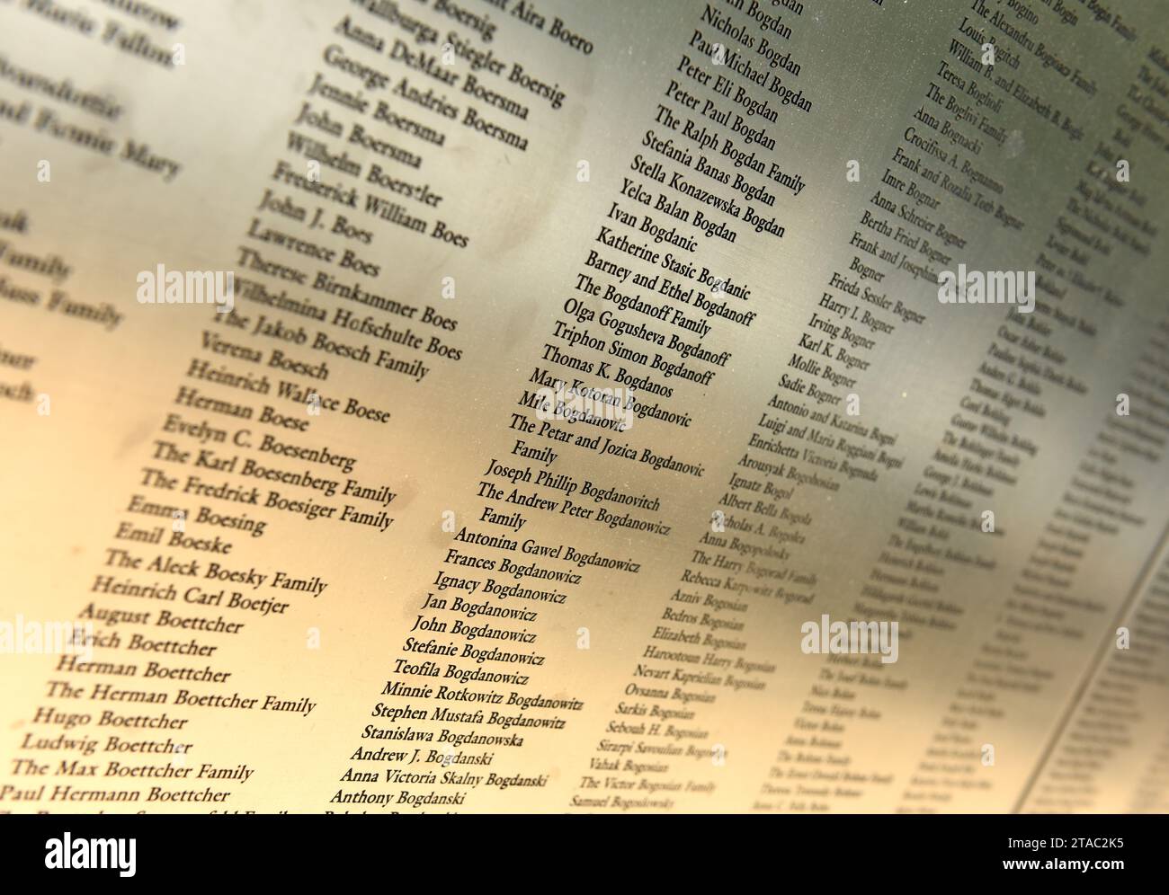 New York, USA - June 09, 2018: Name list on American Immigrant Wall of ...