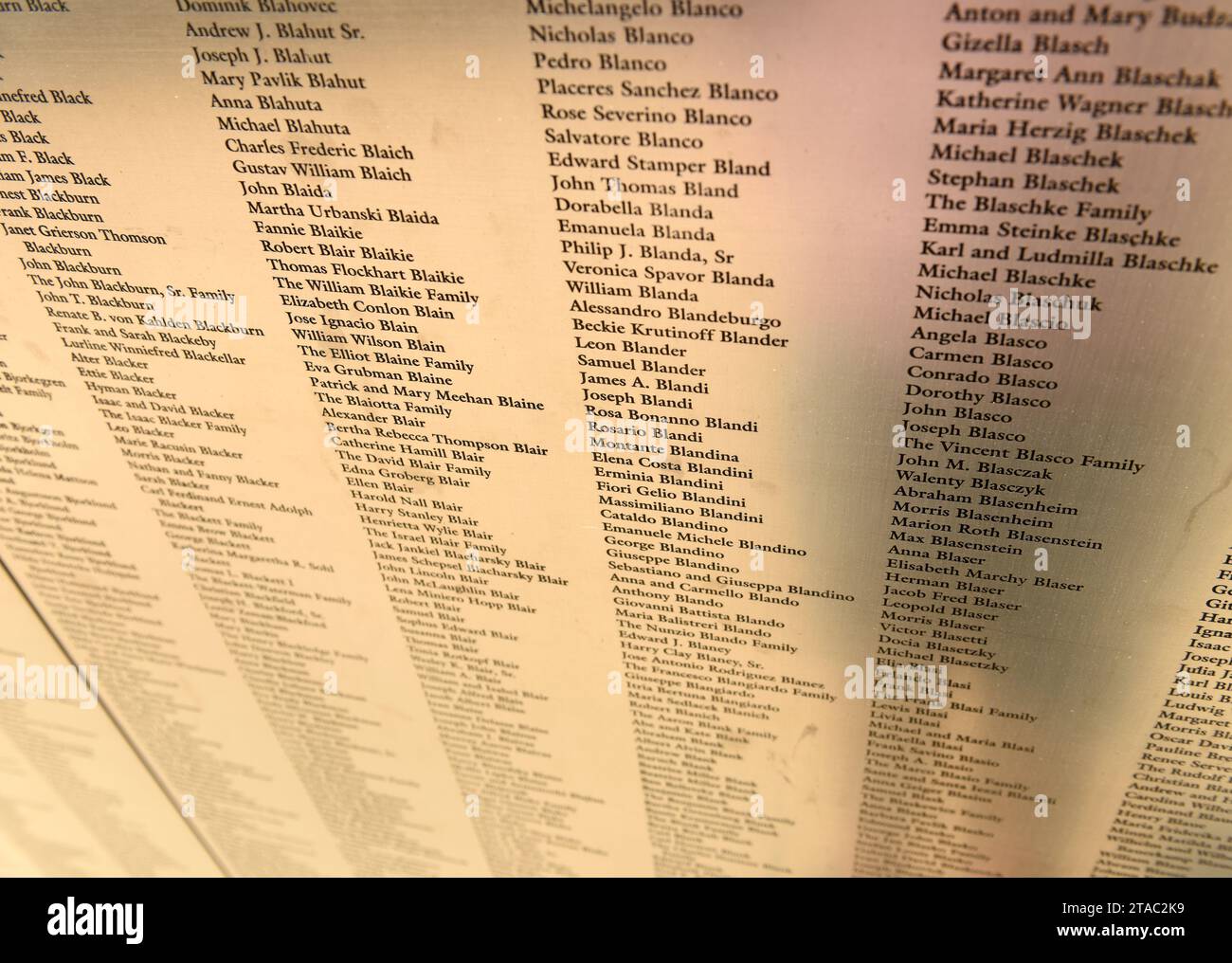 New York, USA - June 09, 2018: Name list on American Immigrant Wall of ...