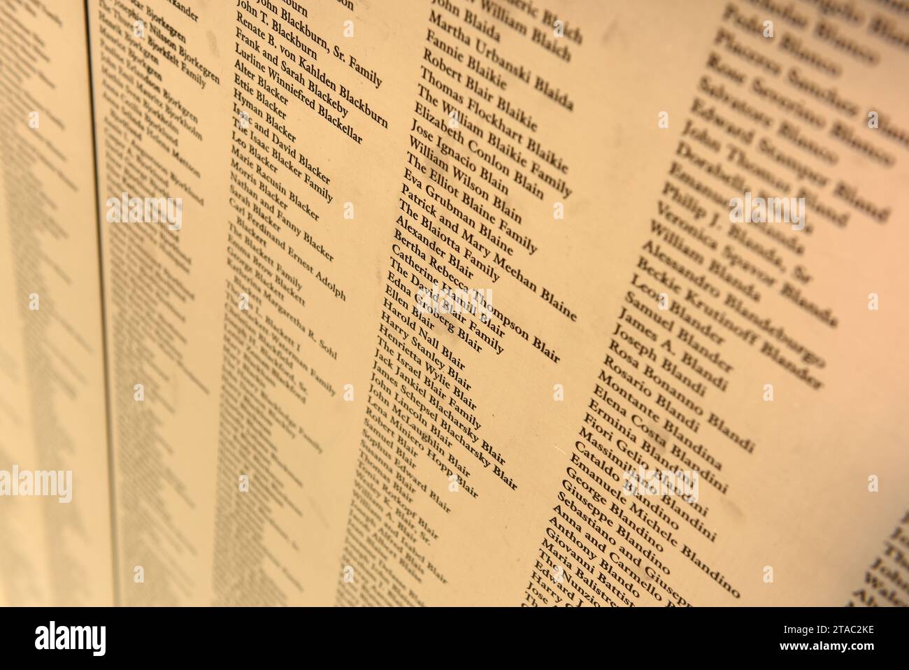 New York, USA - June 09, 2018: Name list on American Immigrant Wall of ...
