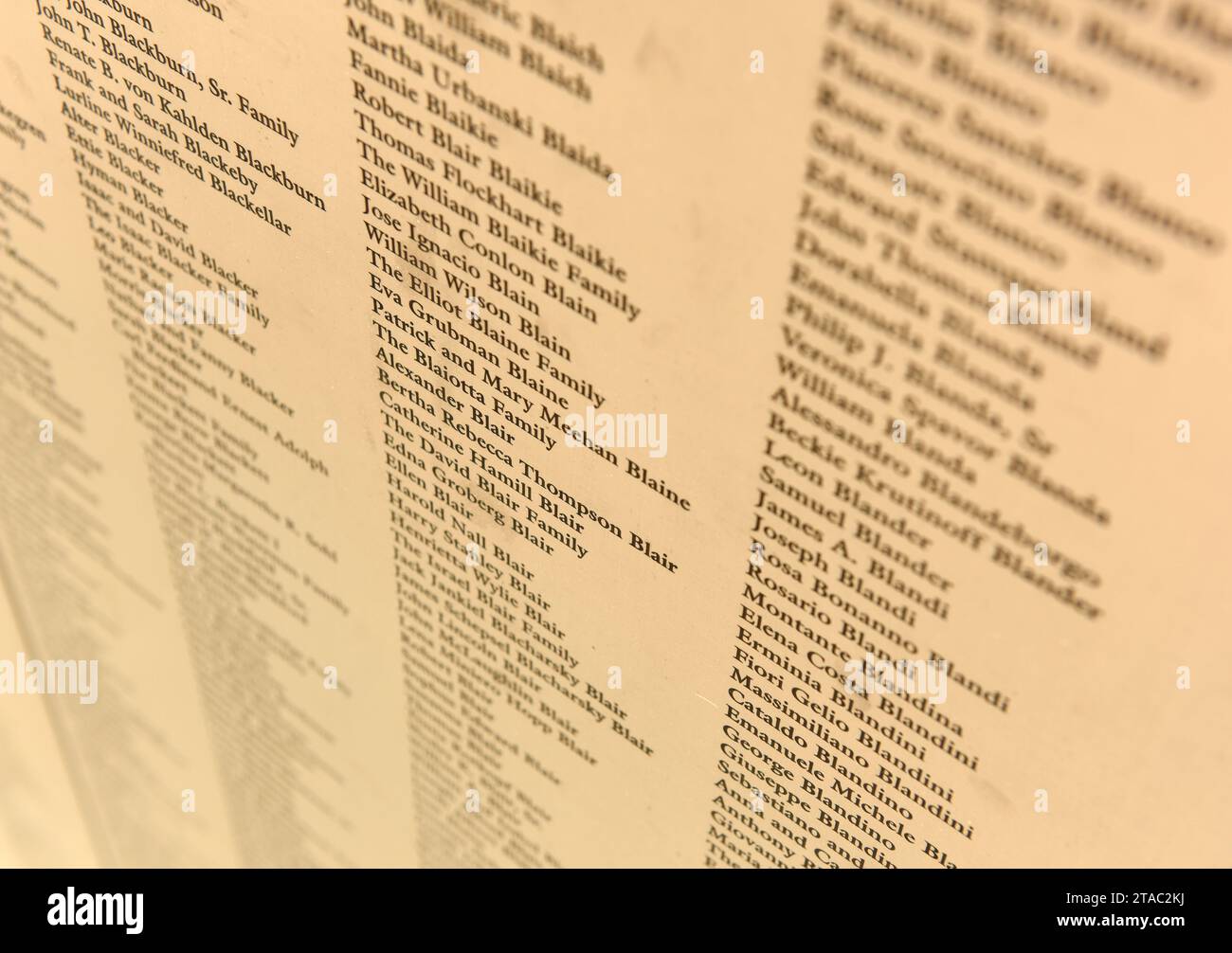 New York, USA - June 09, 2018: Name list on American Immigrant Wall of ...