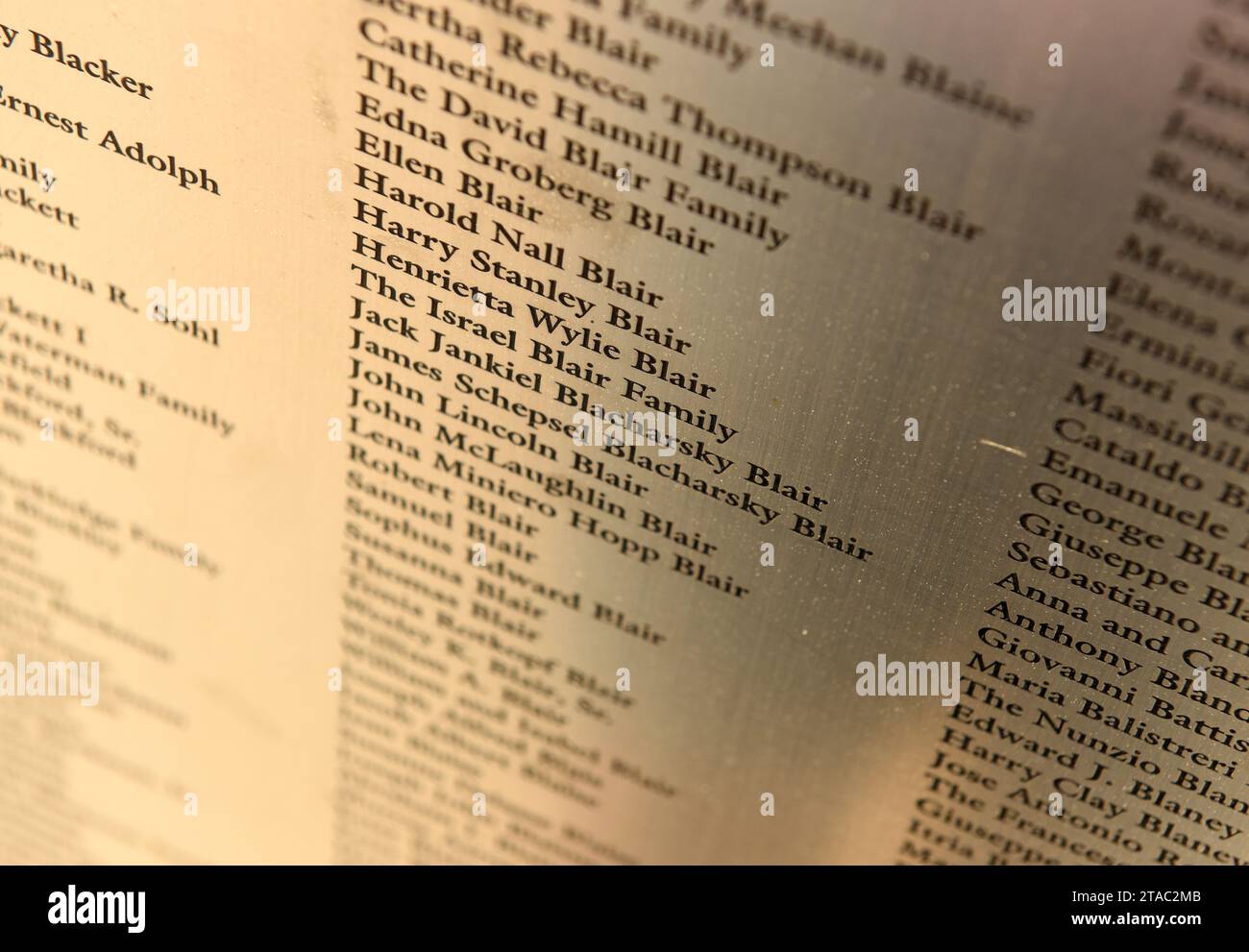 New York, USA - June 09, 2018: Name list on American Immigrant Wall of ...
