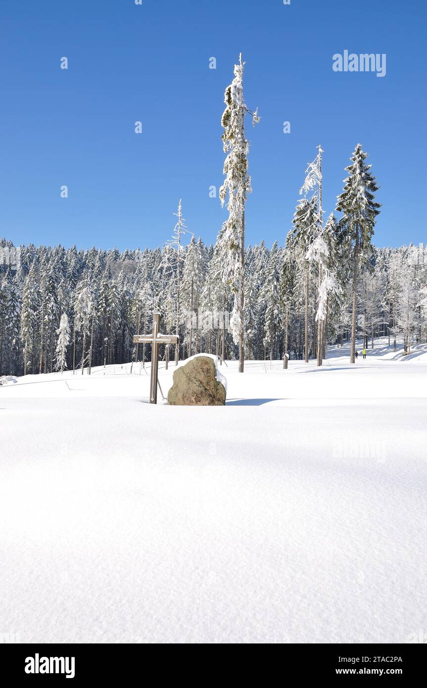 Winter in Bavarian Forest at Bretterschachten Cross Country Skiing area ...