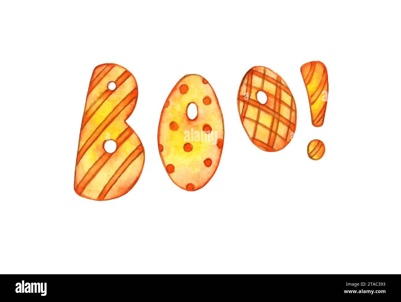 Watercolor illustration orange text boo. Halloween lettering isolated ...