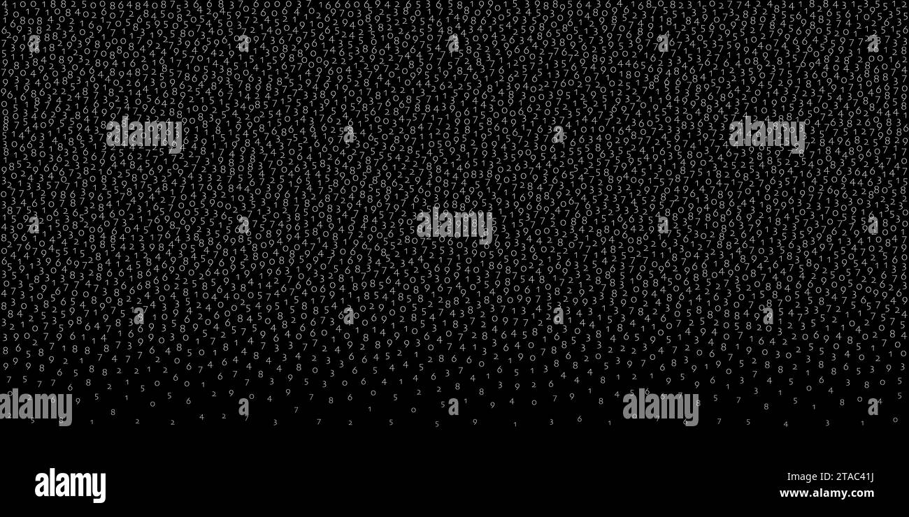 Falling Numbers Big Data Concept Binary White Flying Digits Admirable Futuristic Banner On