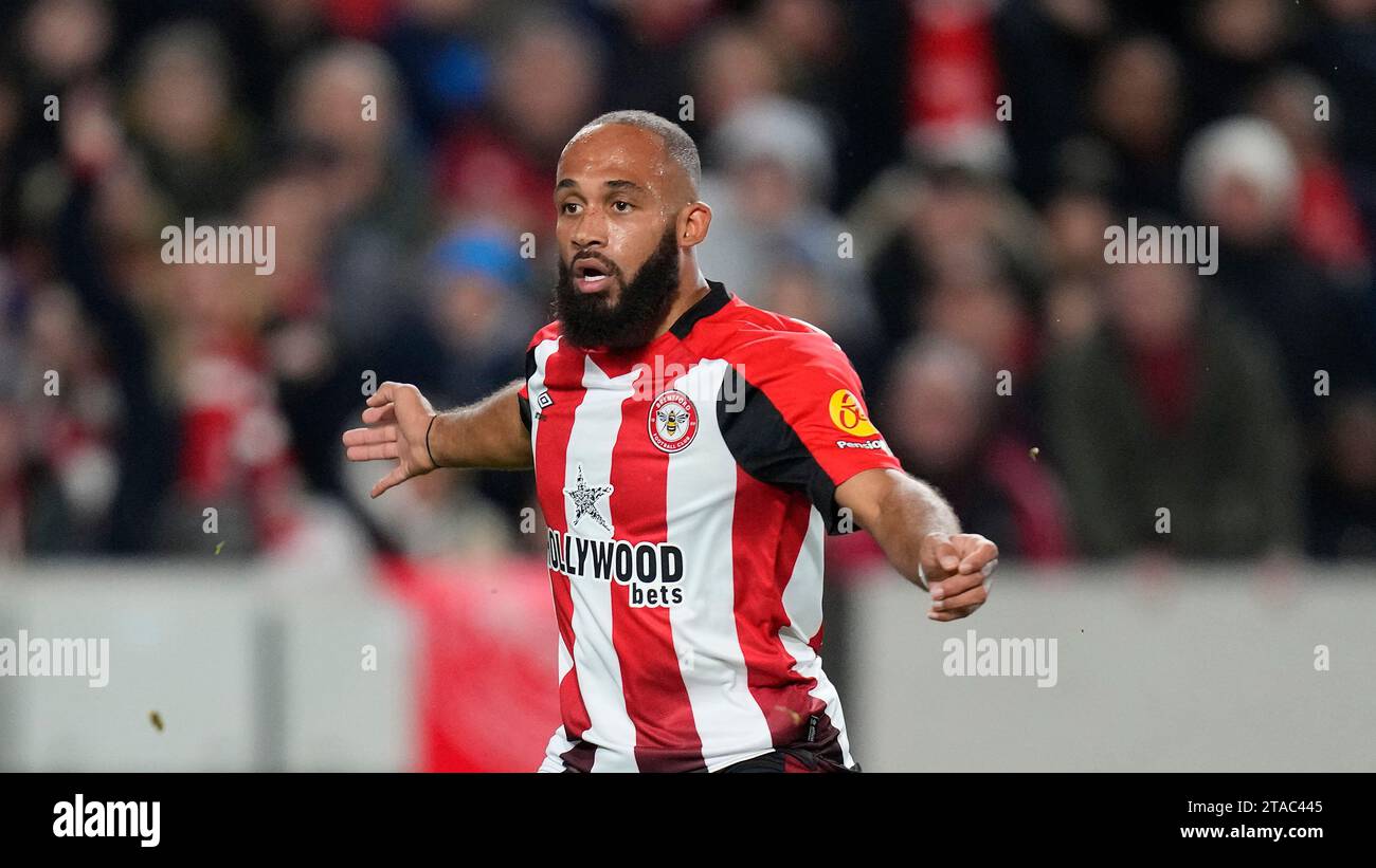 Brentford's Bryan Mbeumo during the English Premier League soccer match ...