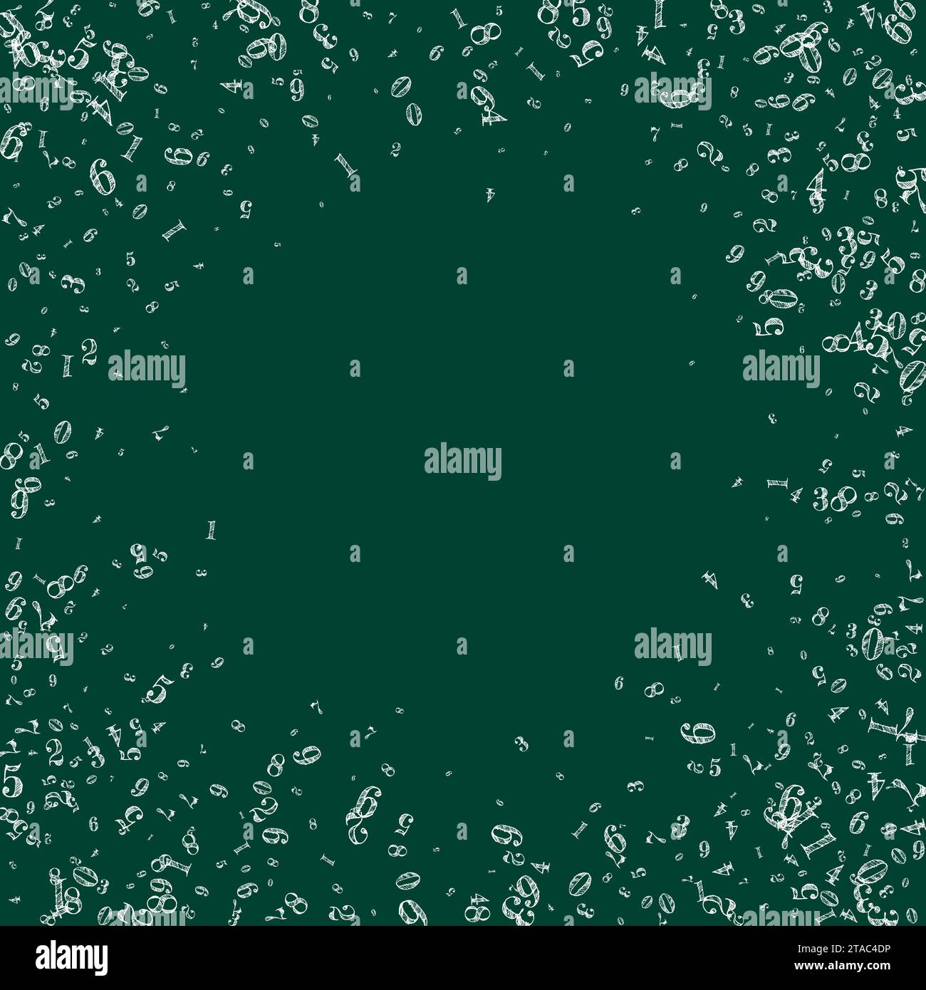 Concept of school background. White chalk numbers and digits falling ...