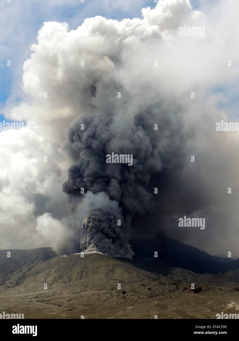 Mt. Bromo volcano actively erupts in east java, Indonesia Stock Photo ...