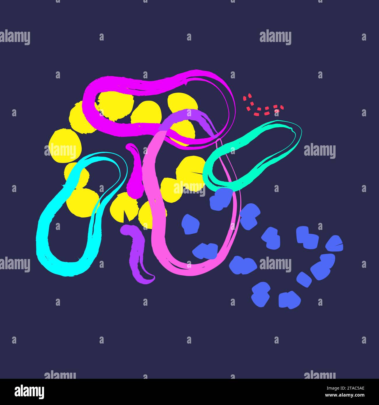 Doodle Vector set composition in Vibrant, saturated neon colors. hand ...