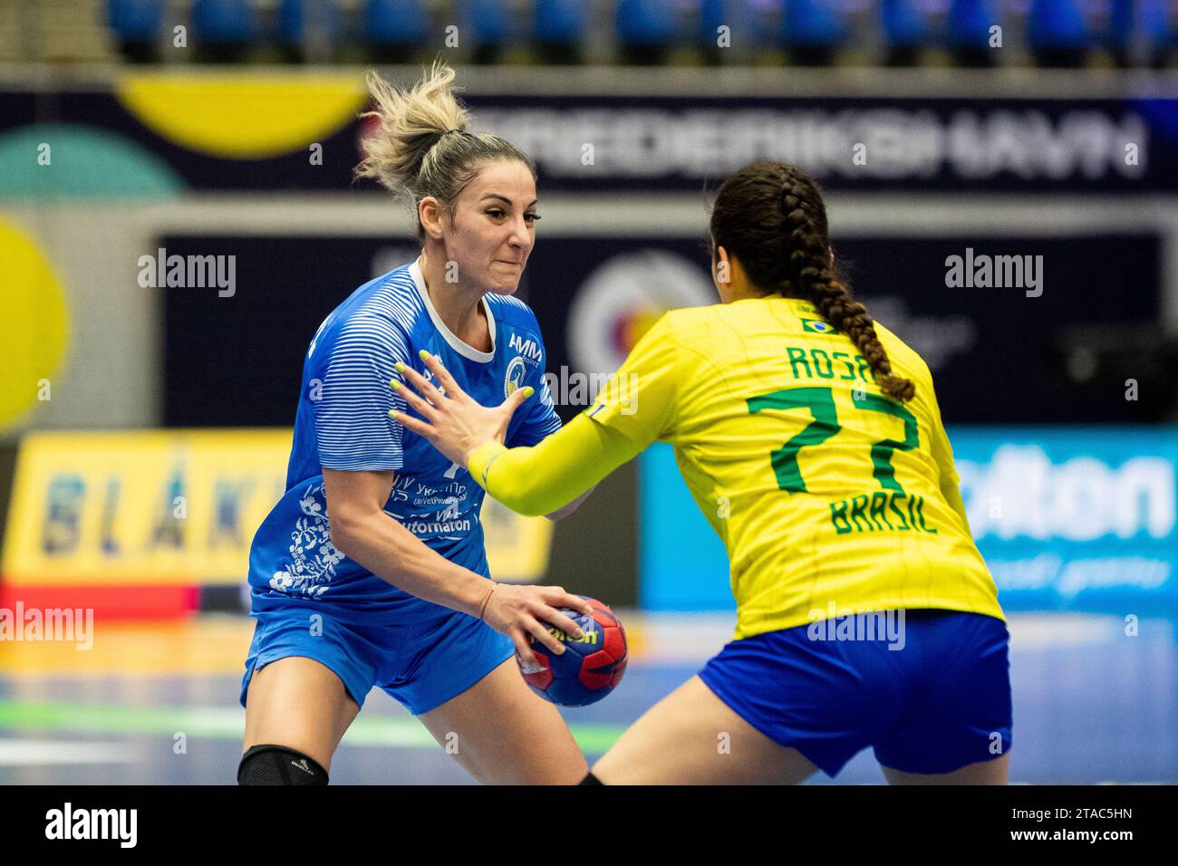 Frederikshavn, Denmark. 29th Nov, 2023. Tamara Smbatian (19) of Ukraine seen during the IHF ...