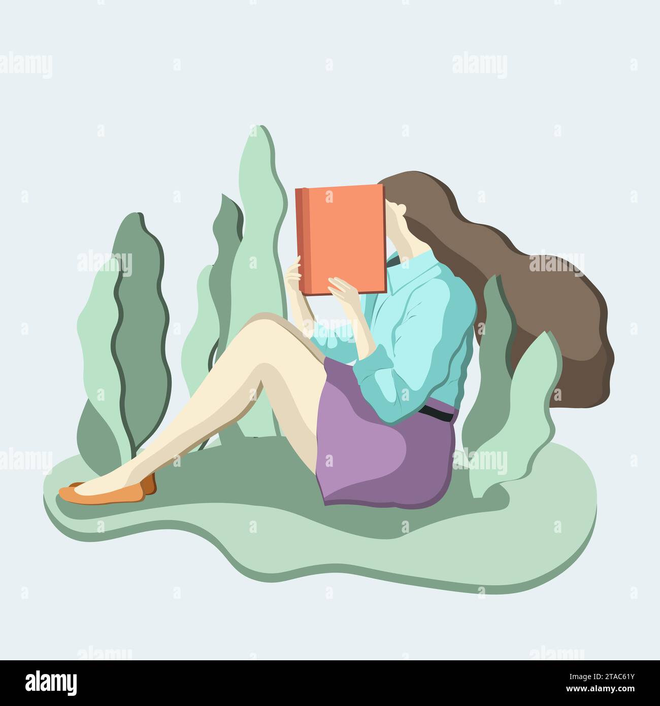 Girl Reading Book Vector Illustration Stock Vector Image & Art - Alamy