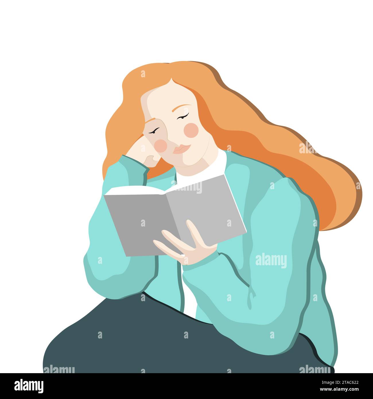 Girl Reading Book Vector Illustration Stock Vector Image & Art - Alamy