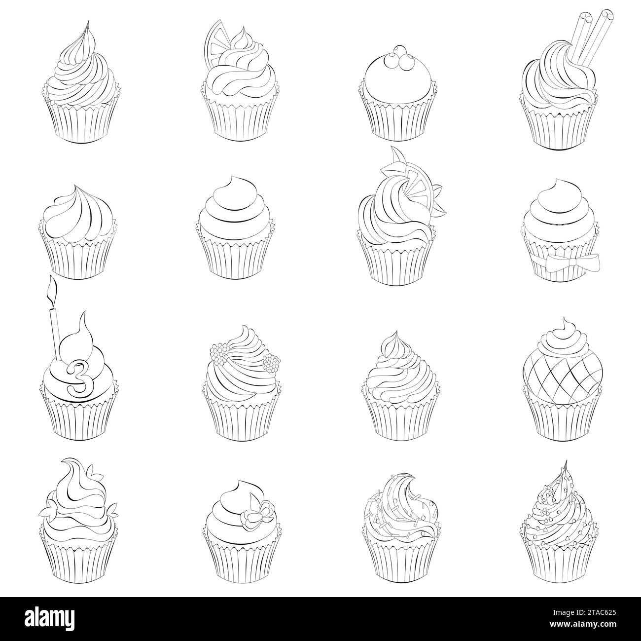 Hand Drawn Sketch set of Cupcakes Vector Illustration Stock Vector Image & Art - Alamy