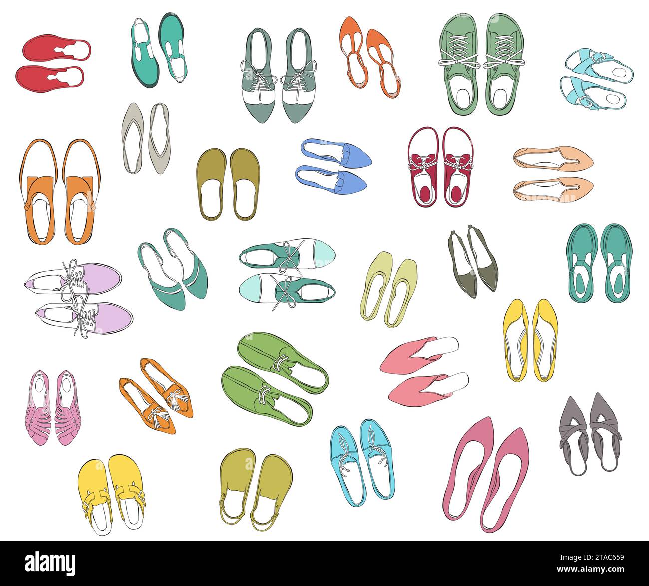 Top View Shoes. Male and Female Fashion Shoes, Vector Symbols ...