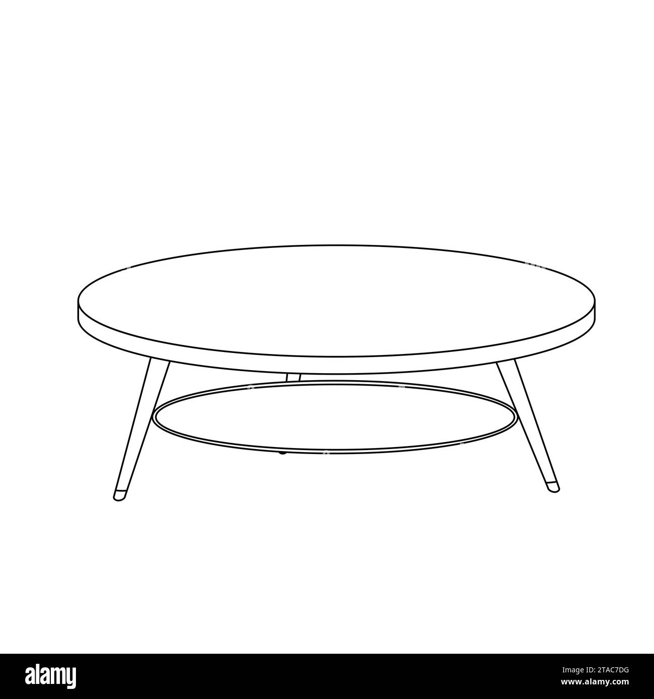 Coloring page for kids. Round coffee table clipart. Coffee table with ...