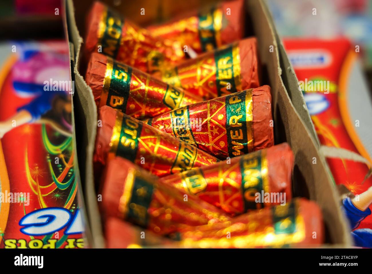 firecrackers kept for sell for festival and celebration from different angle image is taken at ...