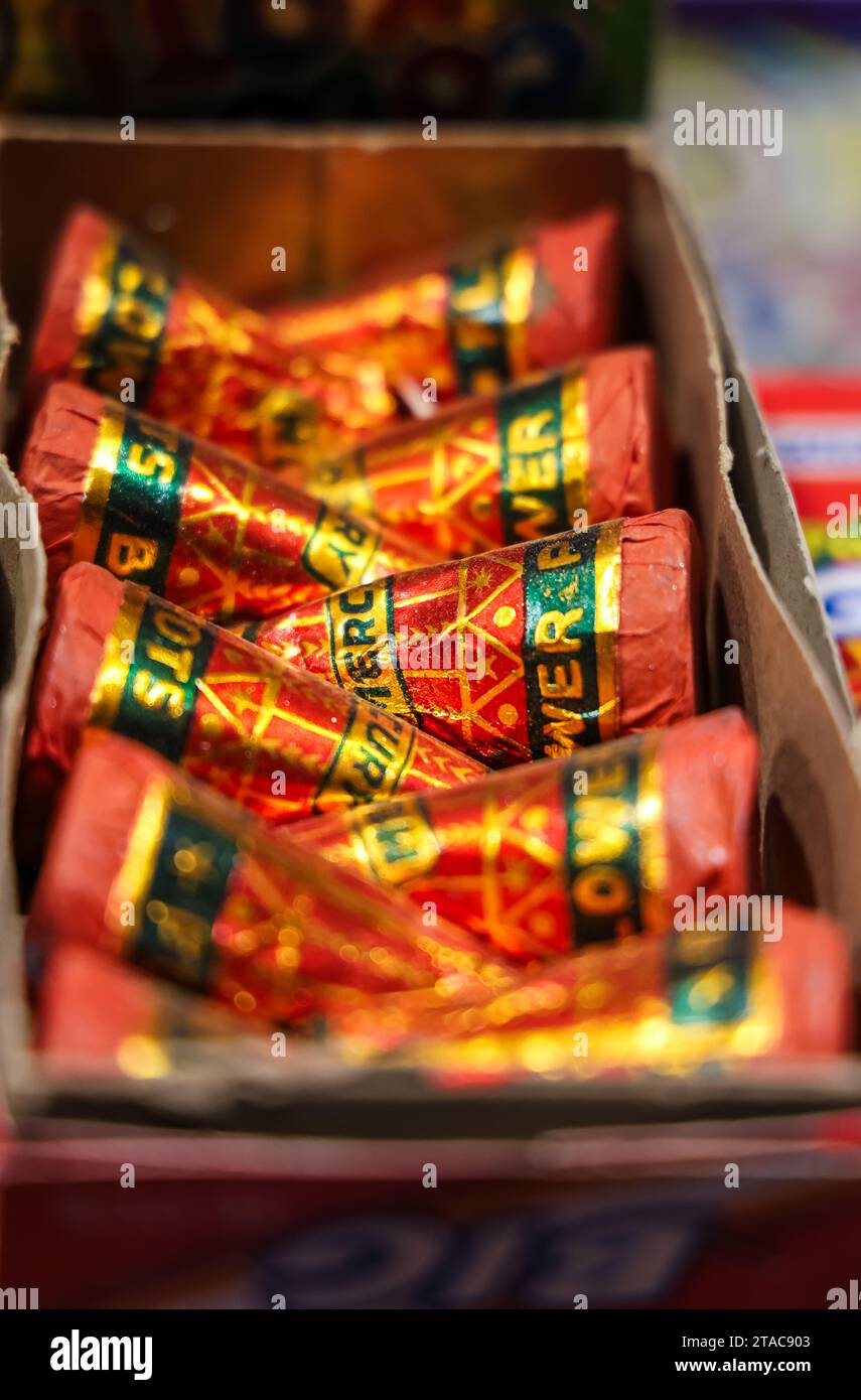 firecrackers kept for sell for festival and celebration from different ...