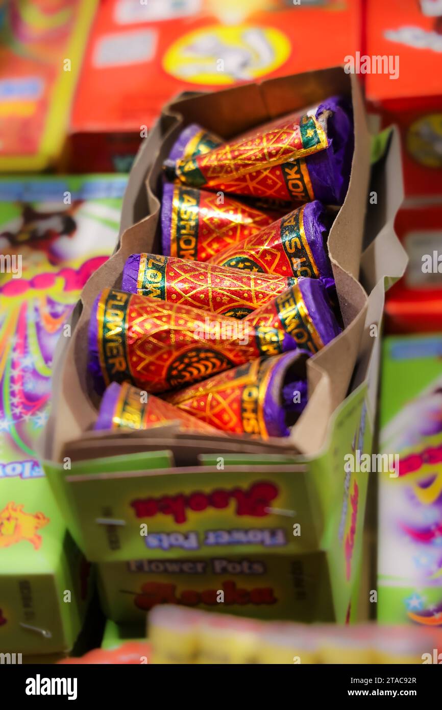 firecrackers kept for sell for festival and celebration from different ...