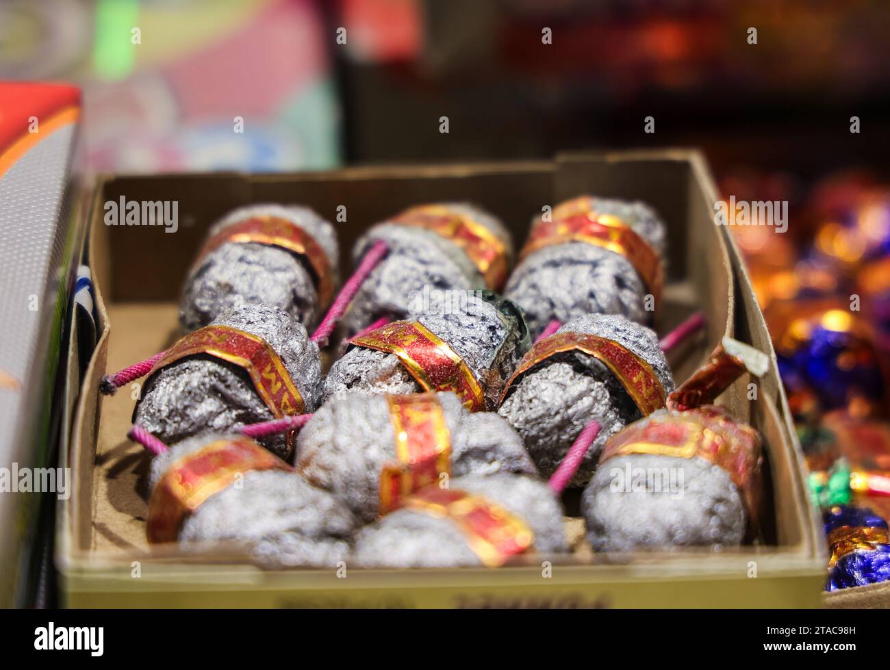 firecrackers kept for sell for festival and celebration from different ...