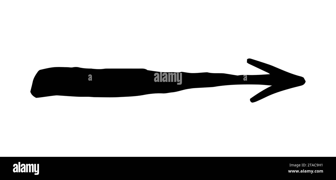 Ink arrow curled symbol hand painted with brush in swoosh whimsical ...