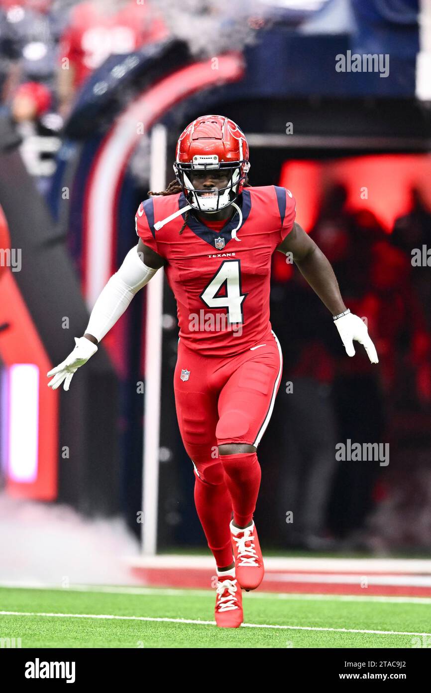 Houston Texans cornerback Tavierre Thomas (4) runs out during player ...