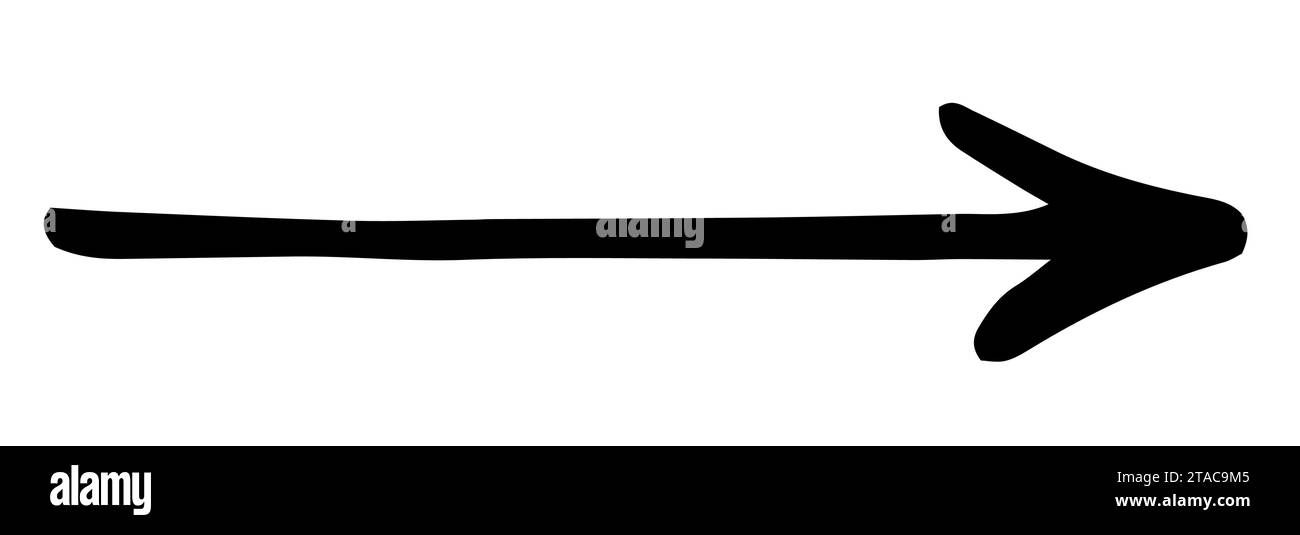 Hand painted arrow drawn with ink brush isolated on white background ...