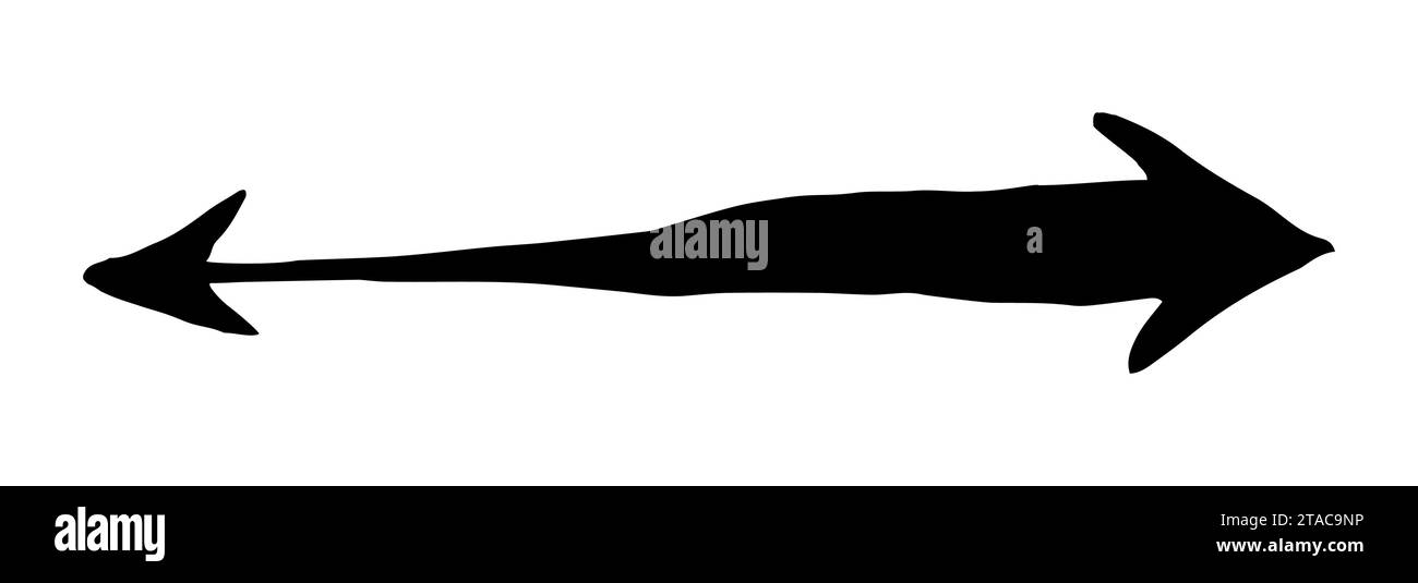 Hand painted arrow drawn with ink brush isolated on white background ...