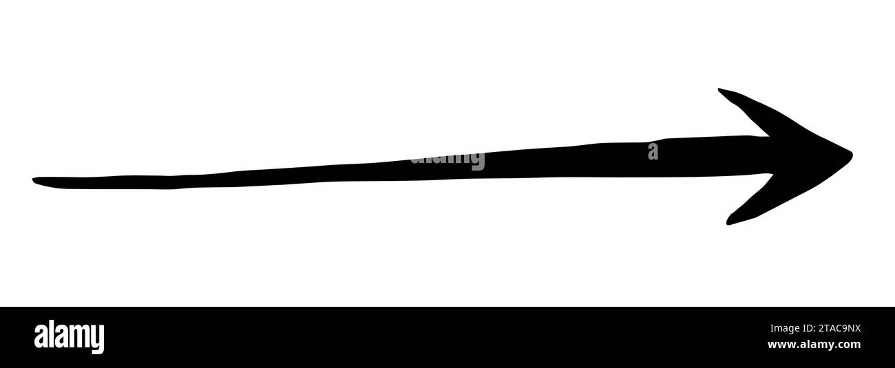 Hand painted arrow drawn with ink brush isolated on white background ...