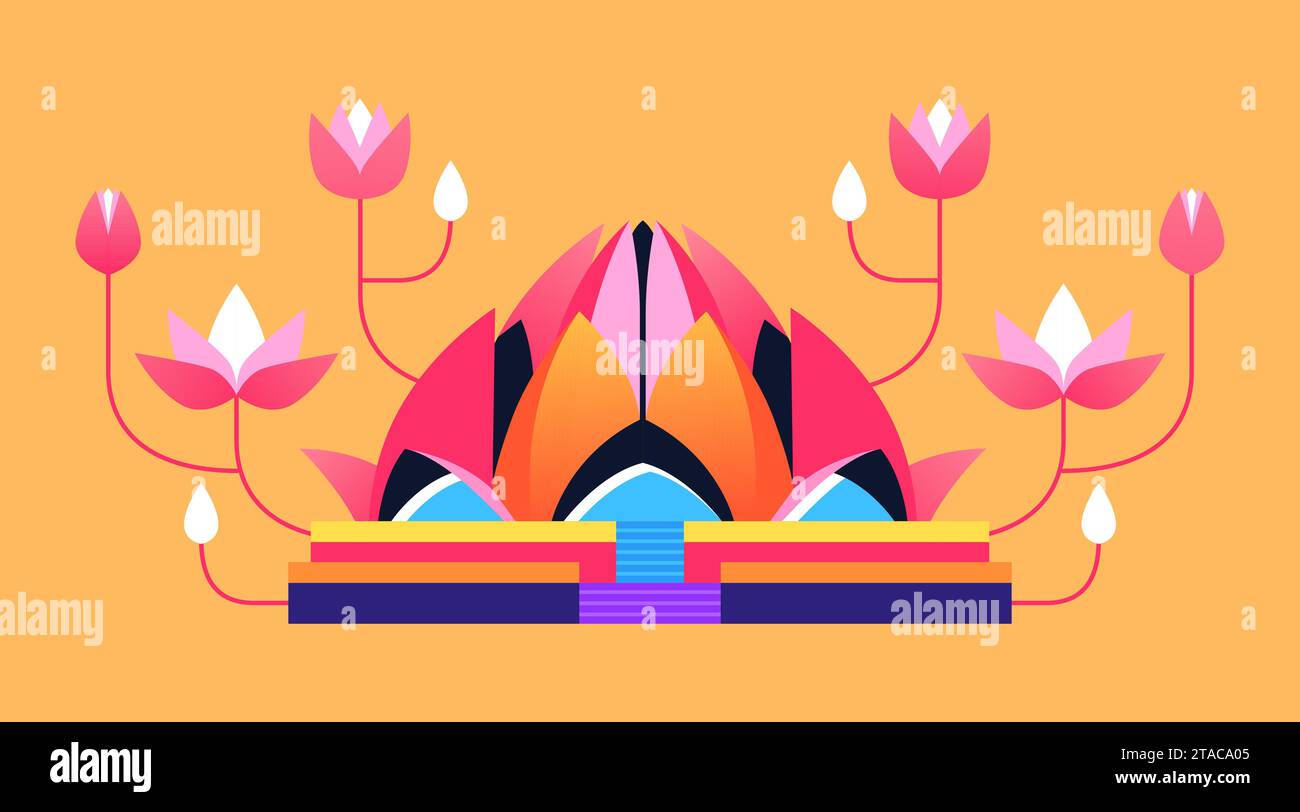 Sacred Lotus Temple - modern colored vector illustration Stock Vector ...