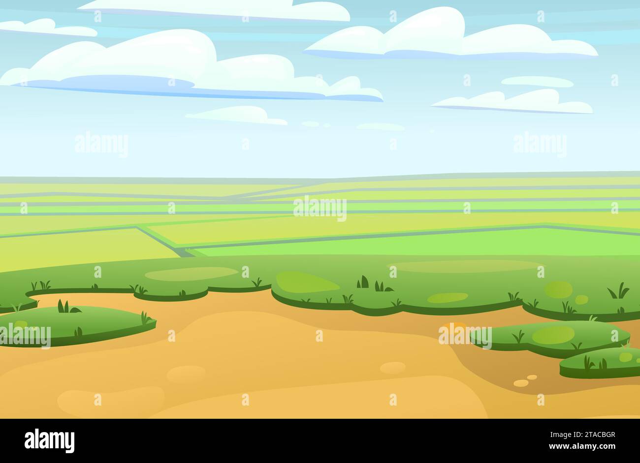 Elevated location. Overview of plain with fields. Scenery Landscape ...