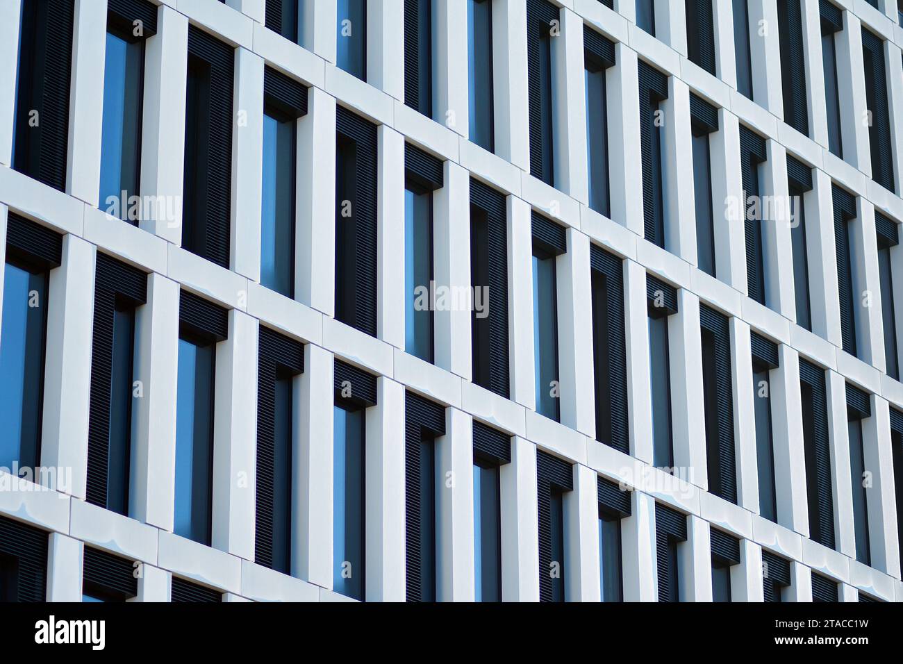 Modern office building in the city with windows and steel and aluminum ...