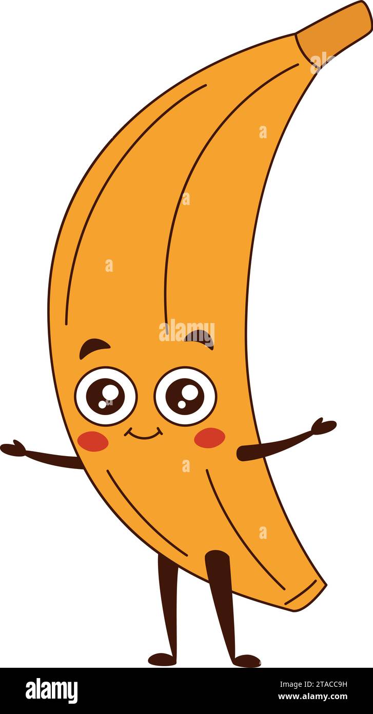 Cute banana stands. Cartoon character fruit with arms, legs and eyes Stock Vector Image & Art ...