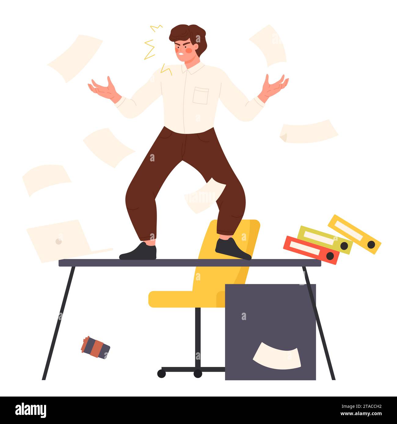 Angry mad boss shouting about deadline isolated vector illustration ...