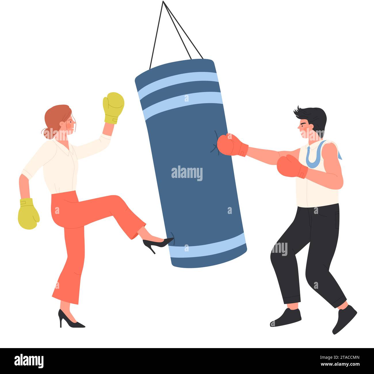 Employees boxing in office interior isolated vector illustration ...