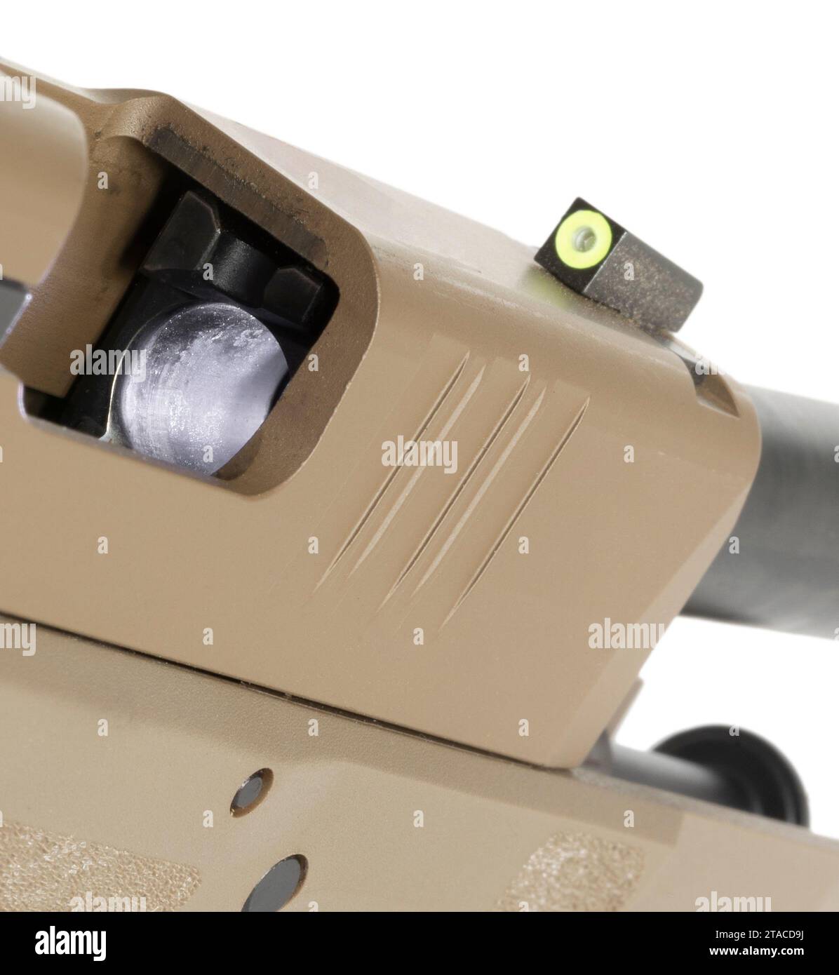 Empty chamber on a semi auto pistol clearly shows with the slide locked ...