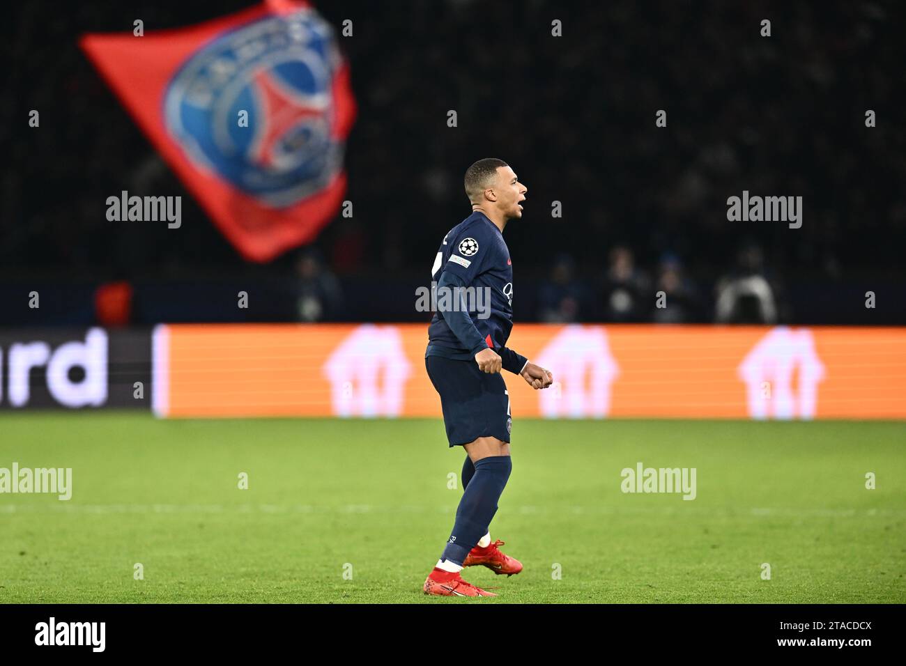 PARIS, FRANCE - NOVEMBER 28: Kylian Mbappe of PSG celebrates after ...