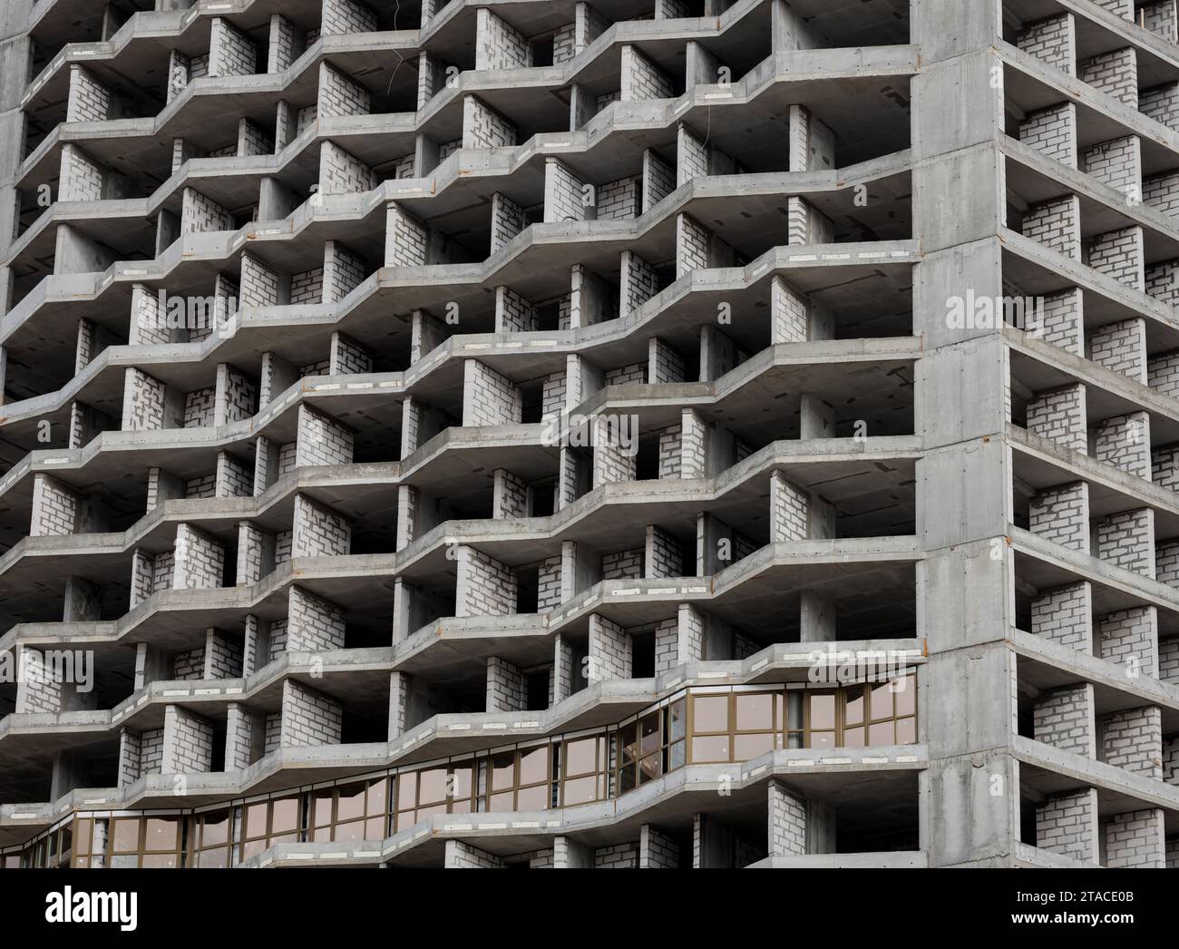 construction of a multi-storey residential building - concrete frame, building materials Stock ...