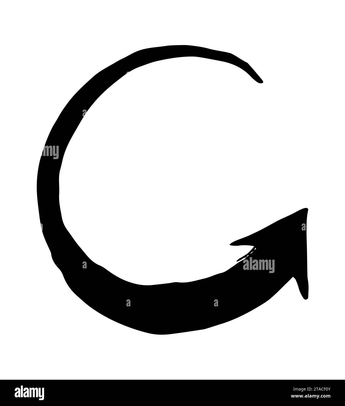 Ink arrow curled symbol hand painted with brush in swoosh whimsical ...