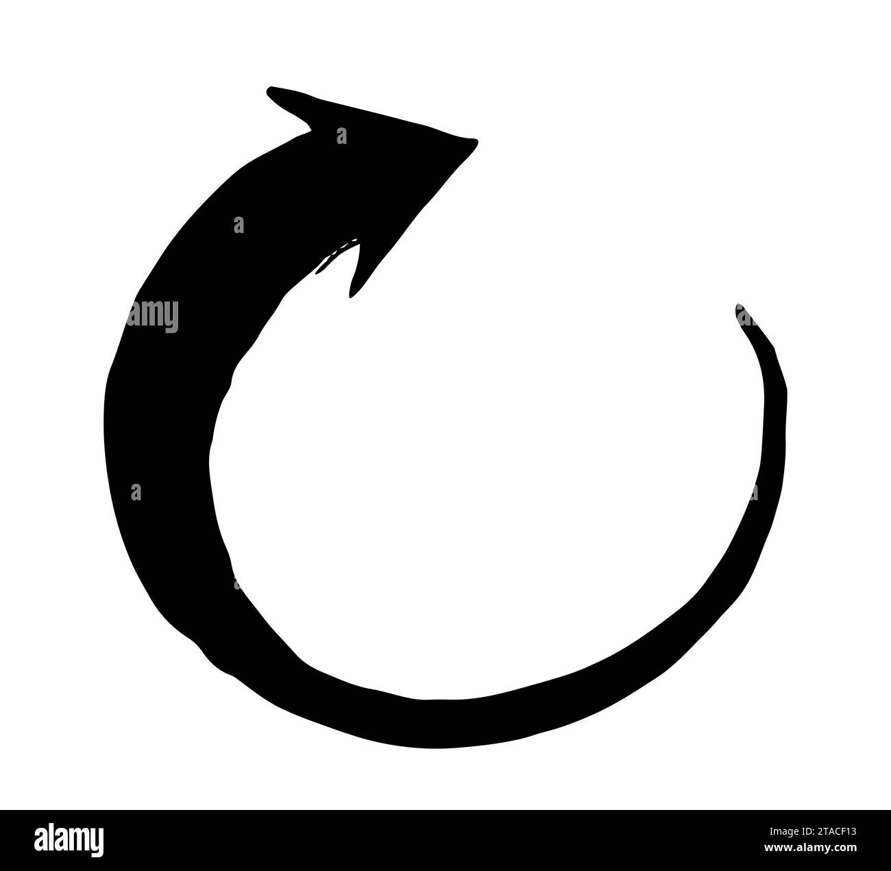 Ink arrow curled symbol hand painted with brush in swoosh whimsical ...