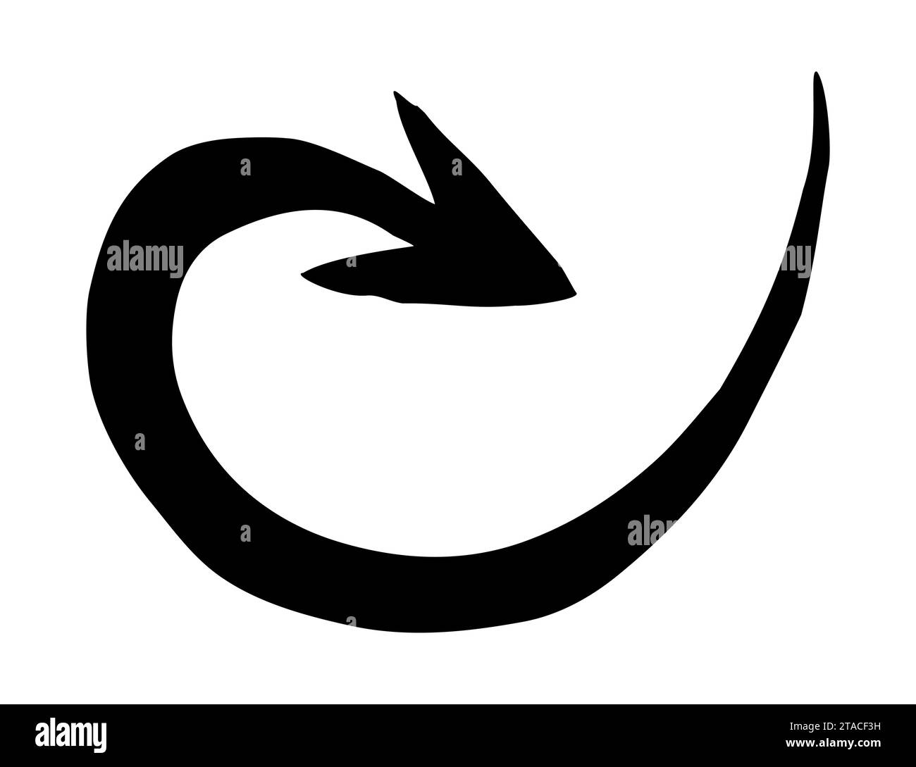 Ink arrow curled symbol hand painted with brush in swoosh whimsical ...